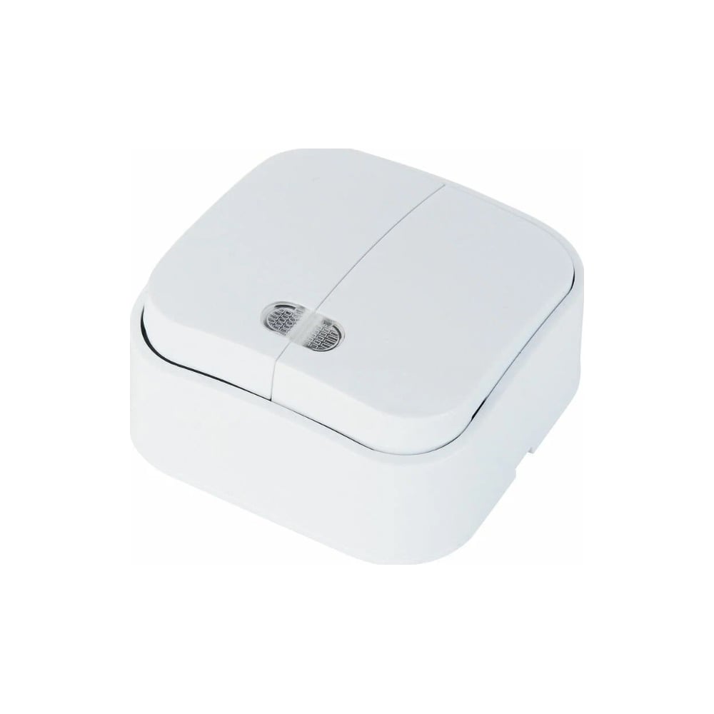 Двойной выключатель накладной HOROZ ELECTRIC с подсветкой EVA (2-GANG ...