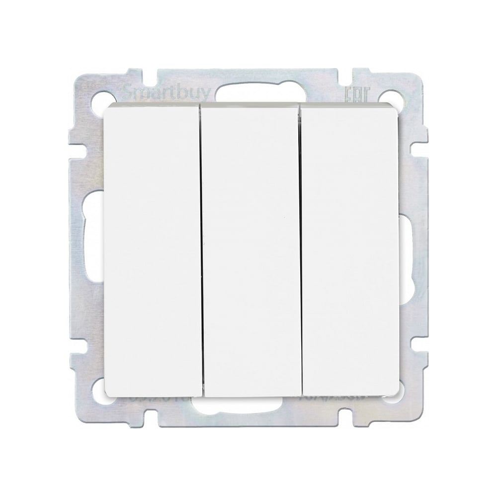 Выключатель 3-клавишный Smartbuy 10А белый "Нептун" SBE-05w-10-SW3-0 ...