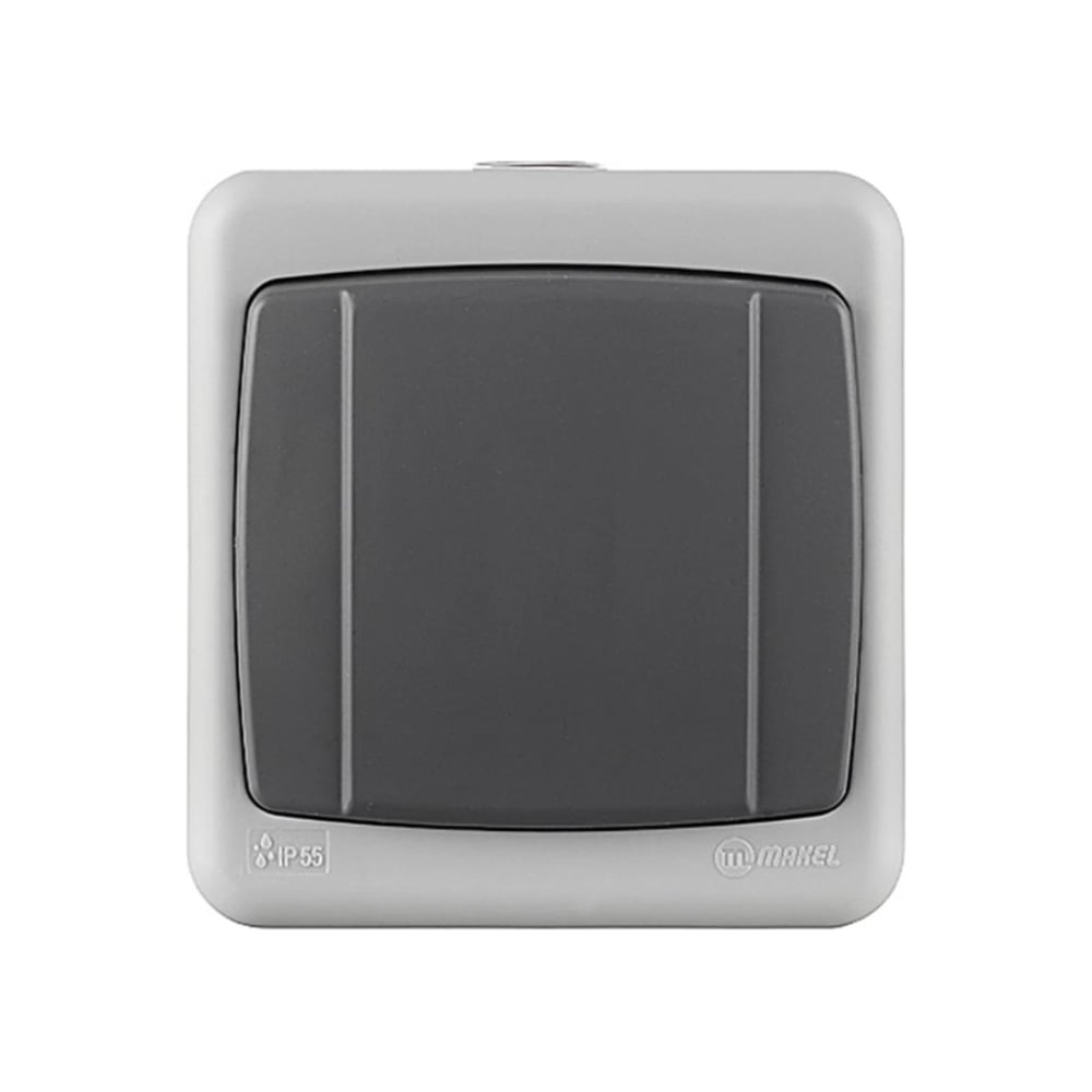 Выключатель MAKEL одноклавишный о/у серый IP55 36064001 - выгодная цена, отзывы, характеристики ...