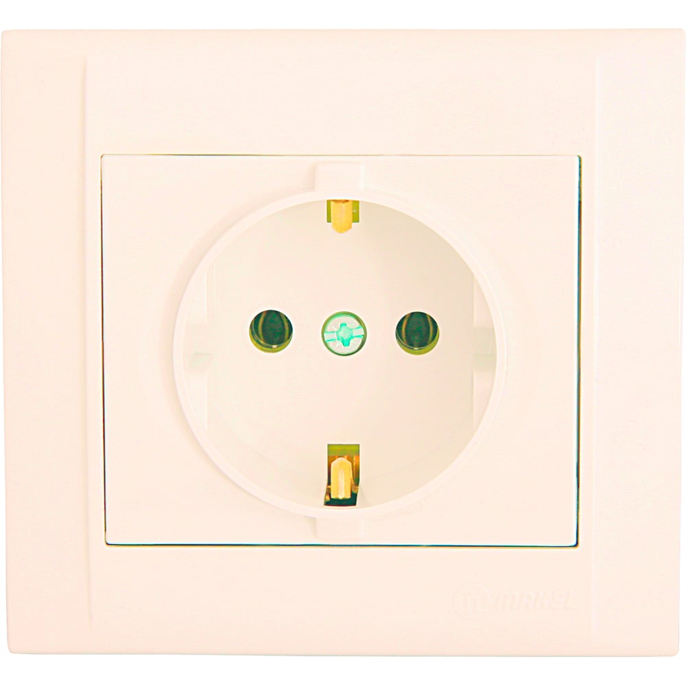 Розетка MAKEL 1-м СП Defne 16А IP20 с/з кремовый 42010028 - выгодная цена, отзывы ...