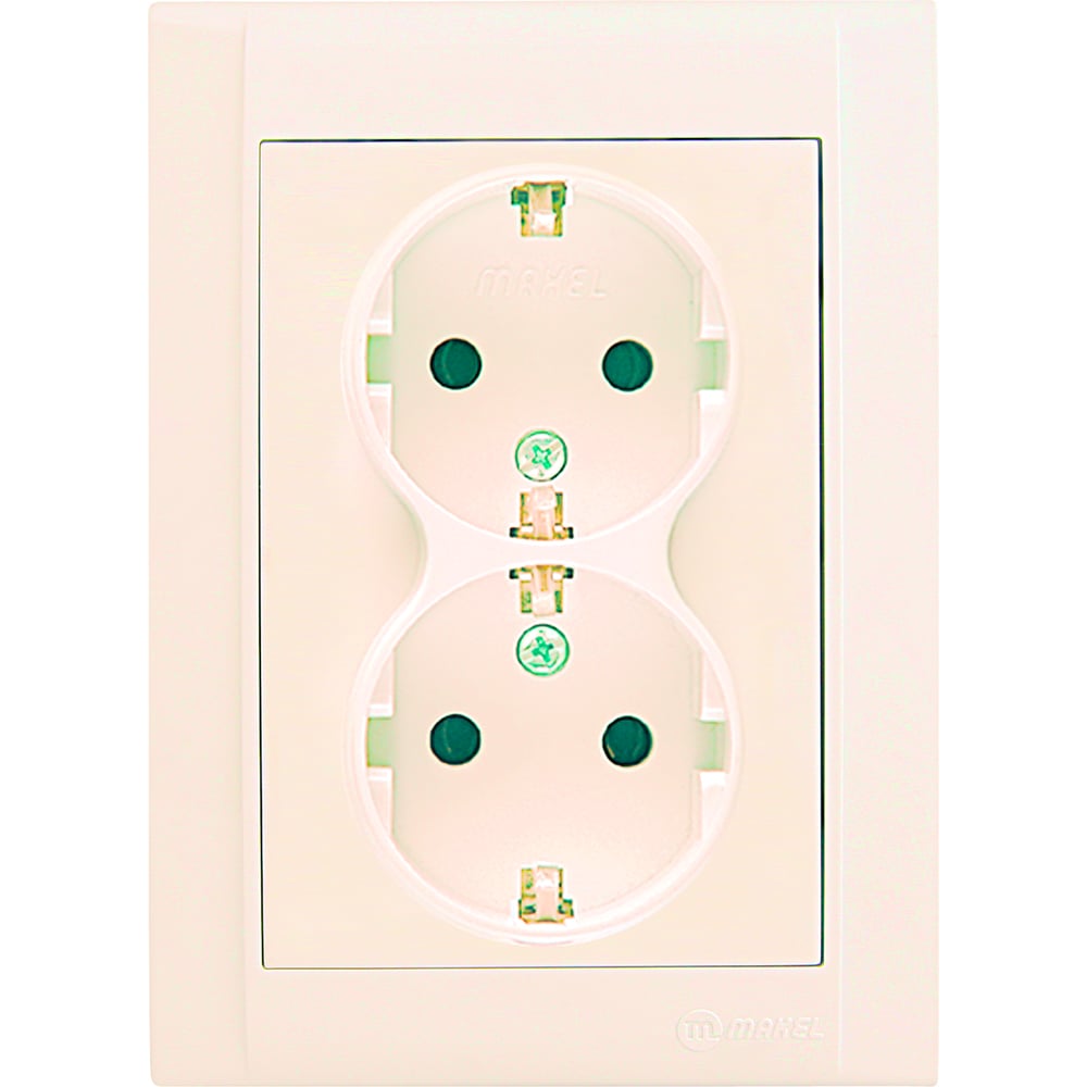 Розетка MAKEL 2-м СП Defne 16А IP20 с/з кремовый 42010057 - выгодная цена, отзывы ...