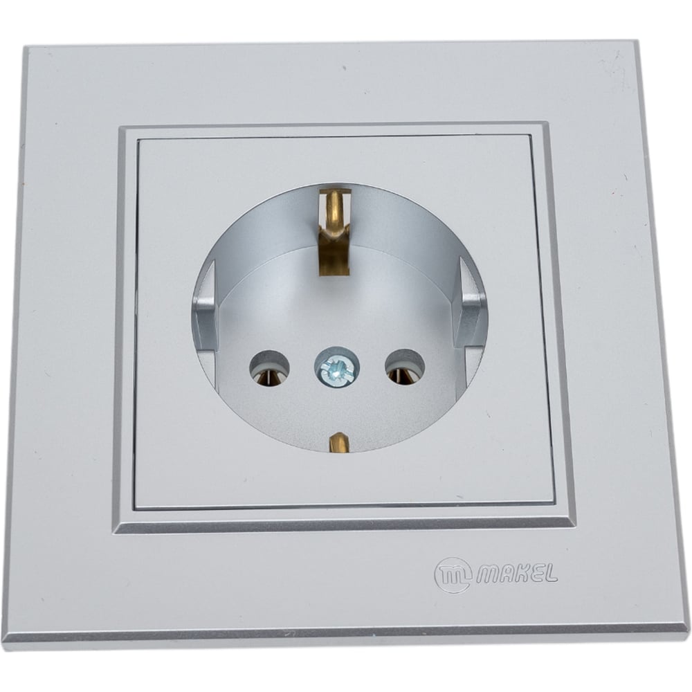 Розетка MAKEL 1-м СП Karea 16А IP20 с/з серебристый 56065028 - выгодная цена, отзывы ...