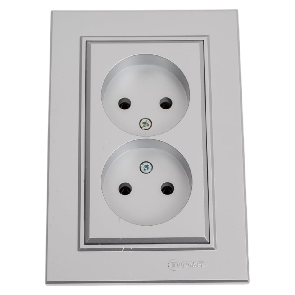 Розетка MAKEL 2-м СП Karea 10А IP20 б/з серебристый 56065017 - выгодная цена, отзывы ...