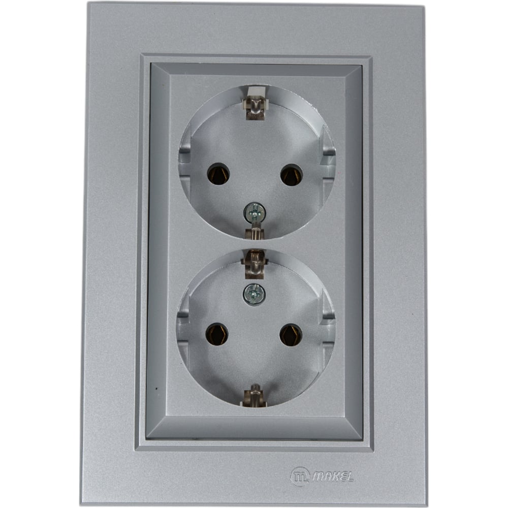 Розетка 2-я MAKEL с/з СП Karea 16А IP20 серебро 56065082 - выгодная цена, отзывы, характеристики ...