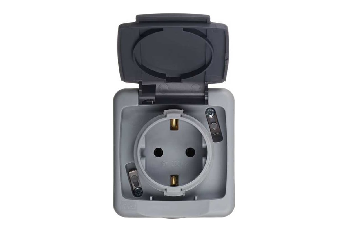 Розетка MAKEL о/у серая с заземлением IP55 с крышкой 36064029 - выгодная цена, отзывы ...