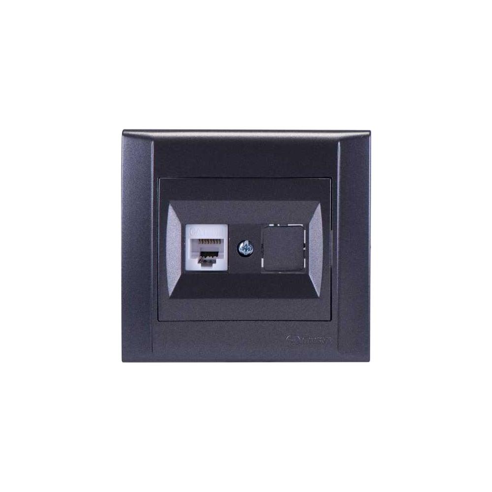 Розетка компьютерная+гнездо MAKEL СП Defne 16А IP20 CAT 5 дымчатый металлик 42050035 - выгодная ...