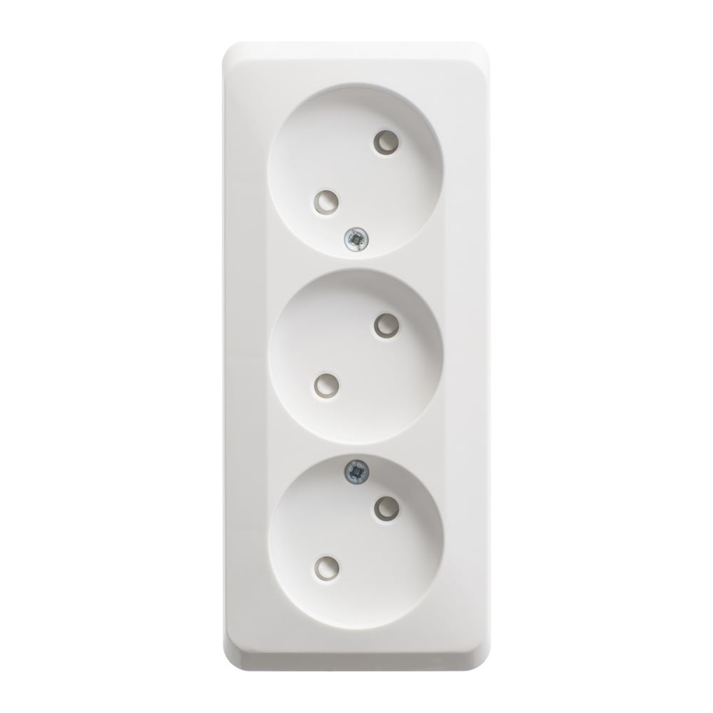 Тройная розетка Systeme Electric ЭТЮД, О/У без заземления, со штороками ...