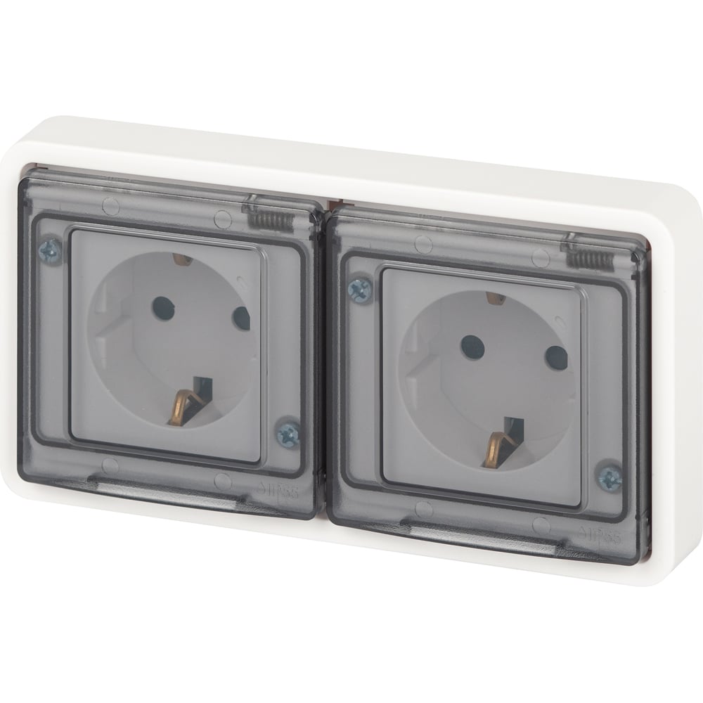 Розетка ЭРА Эксперт 11252401 2x2PE горизонтальная IP55, шторки, 16A ...