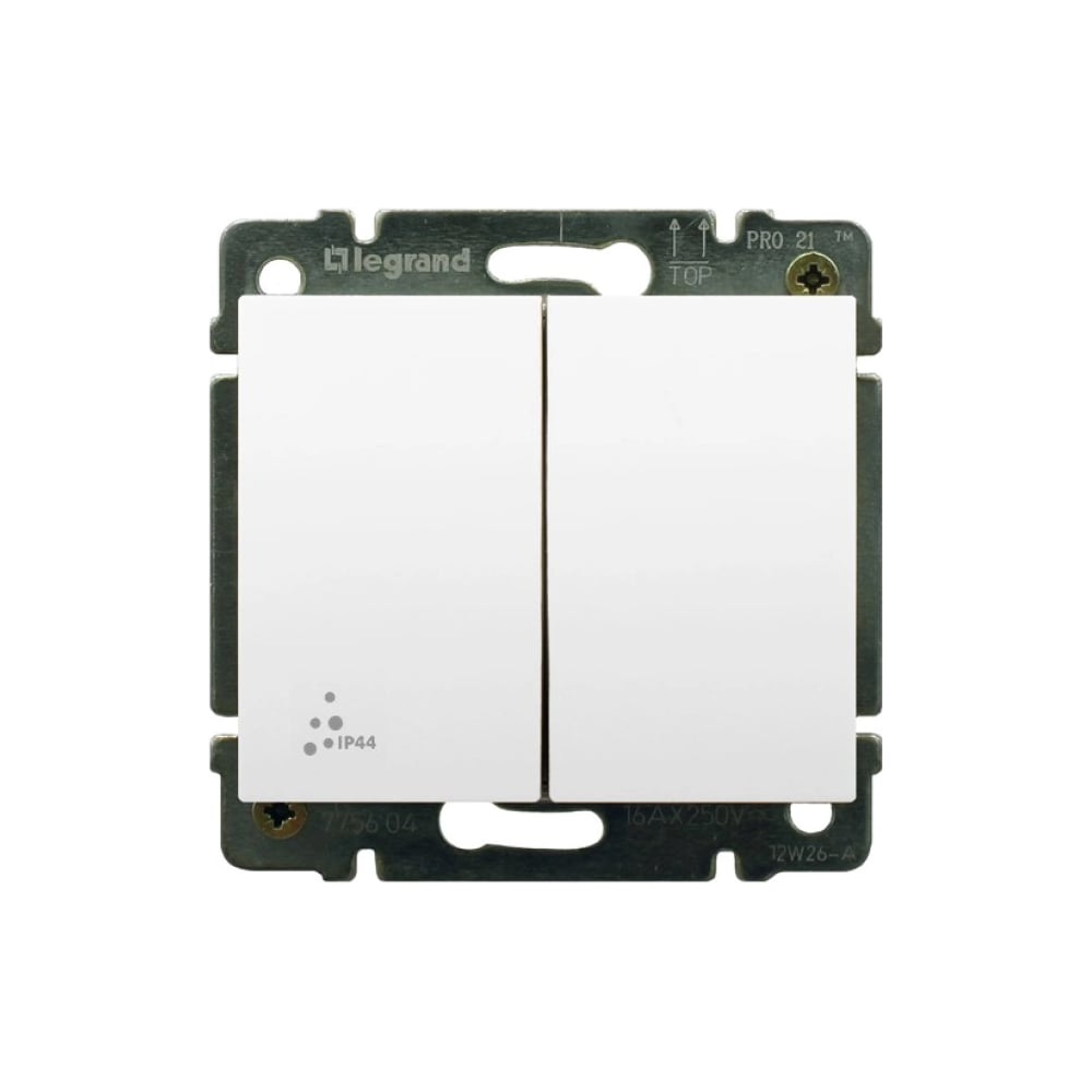 Выключатель двухклавишный Legrand Galea Life IP 44 белая лицевая панель ...