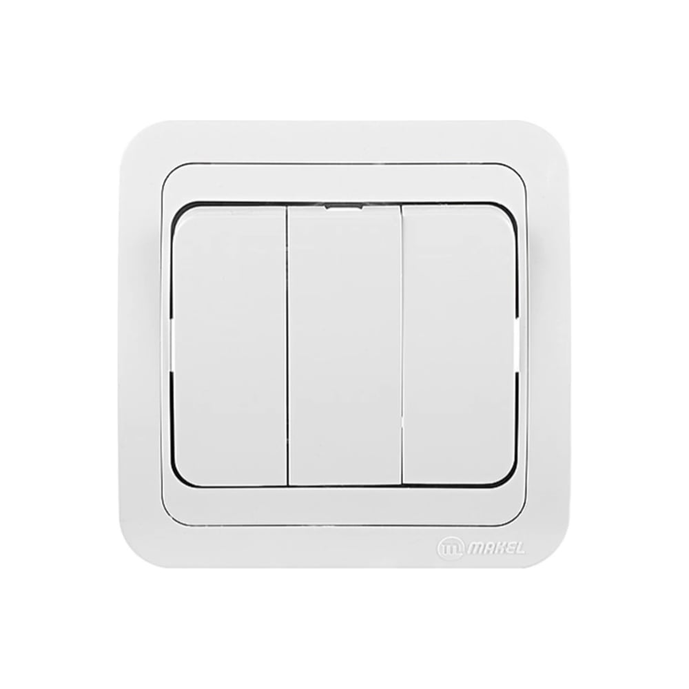 Выключатель MAKEL 3 клавиши, 1 вход, 3 выхода, MİMOZA белая с белой вставкой 1 12091 - выгодная ...