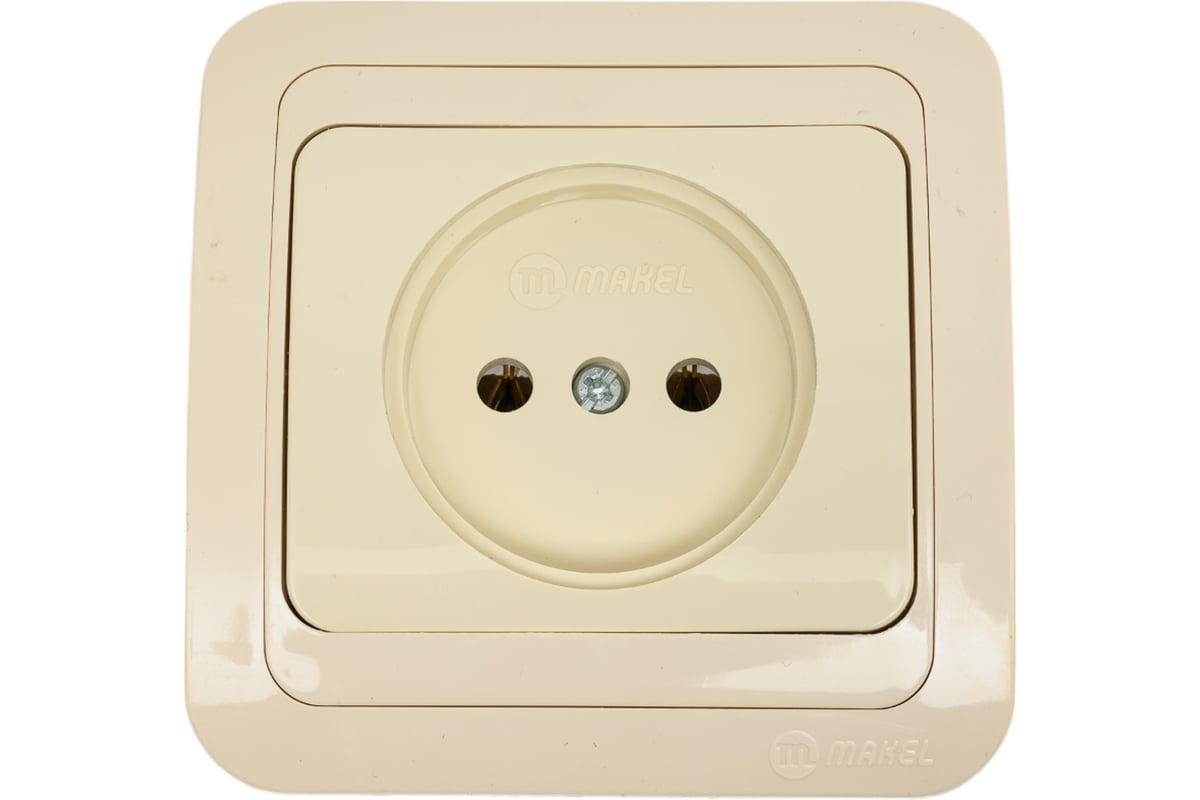 Розетка MAKEL без заземления, керамика, MİMOZA кремовая, с кремовой вставкой 2 25002 - выгодная ...