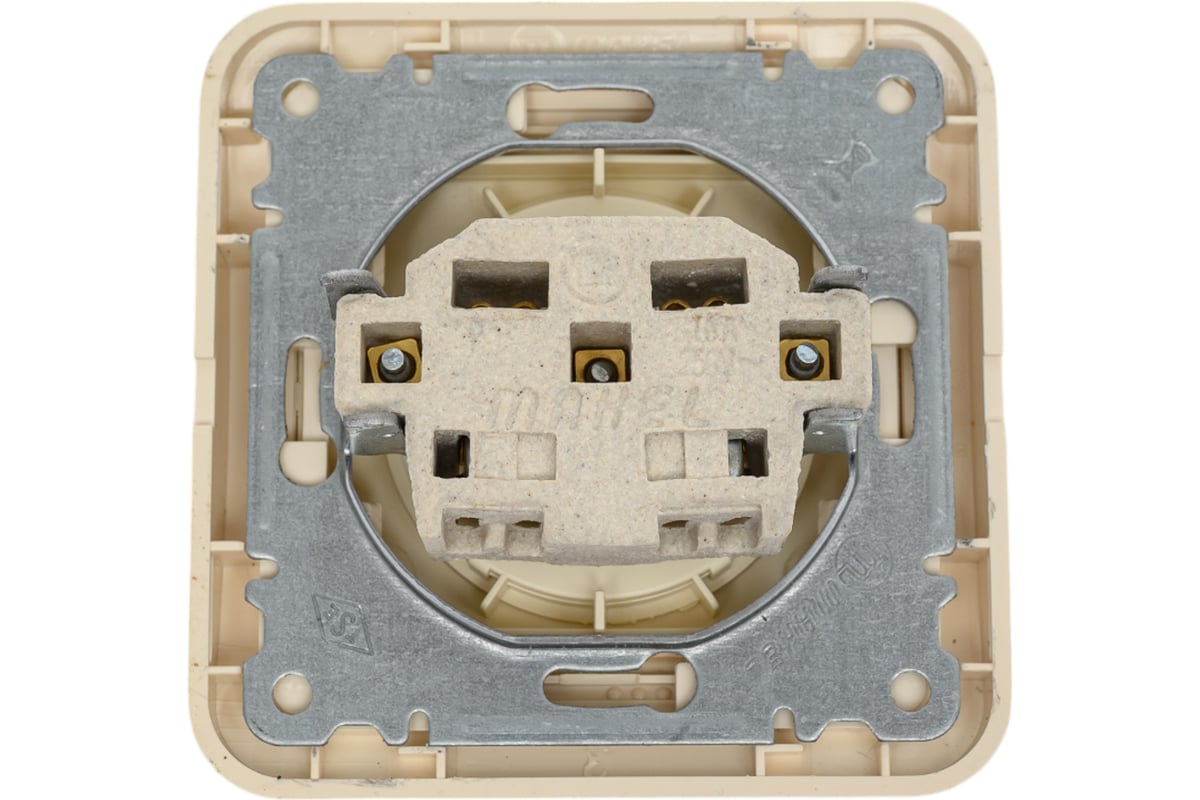 Розетка MAKEL без заземления, керамика, MİMOZA кремовая, с кремовой вставкой 2 25002 - выгодная ...