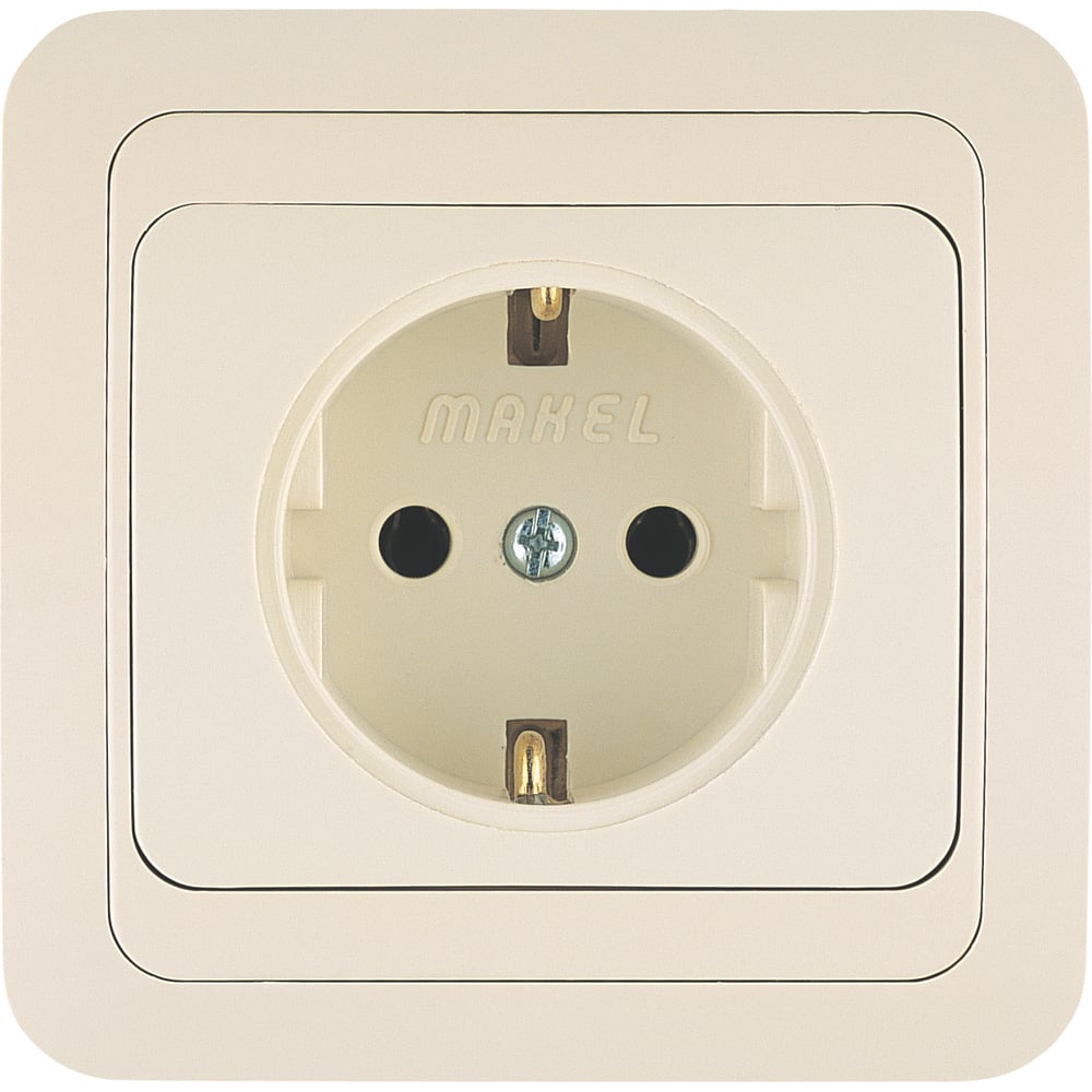 Розетка MAKEL с заземлением (керамика) MİMOZA кремовая, с кремовой вставкой 2 25008 - выгодная ...