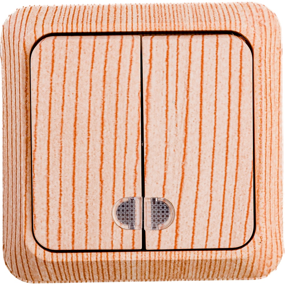 2-клавишный выключатель АБК-СИЛА с подсветкой 10А "АЛЬТАИР" сосна ...