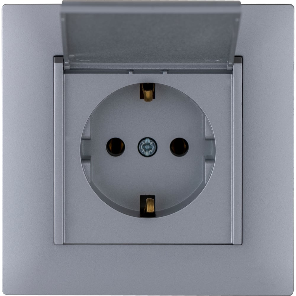 Розетка MAKEL с заземлением и крышкой СП KAREA RIZZ 16А IP20 сереб. 88065029 - выгодная цена ...