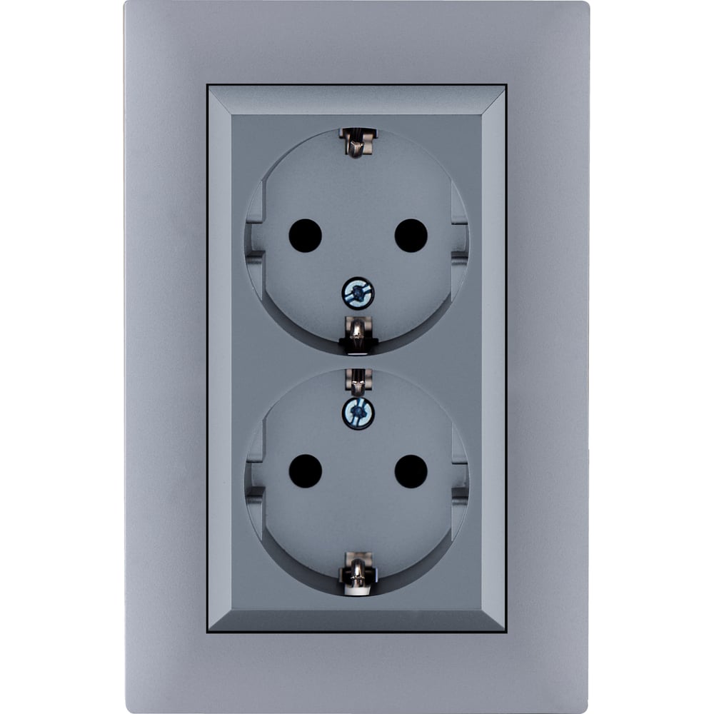 Розетка MAKEL 2-я с заземлением СП KAREA RIZZ 16А IP20 сереб. 88065082 - выгодная цена, отзывы ...