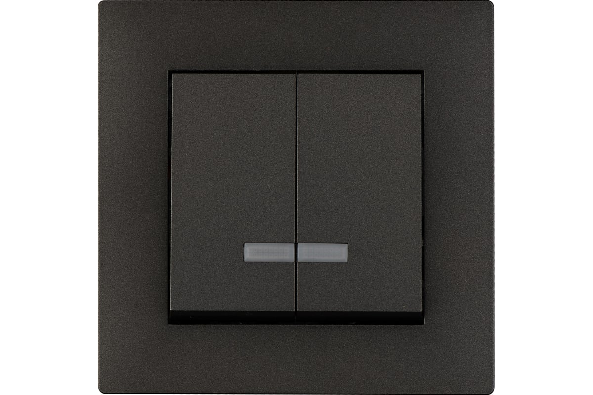 Выключатель MAKEL 2-клавишный СП KAREA RIZZ 10А IP20 с подсветкой дым. металлик 88050023 ...