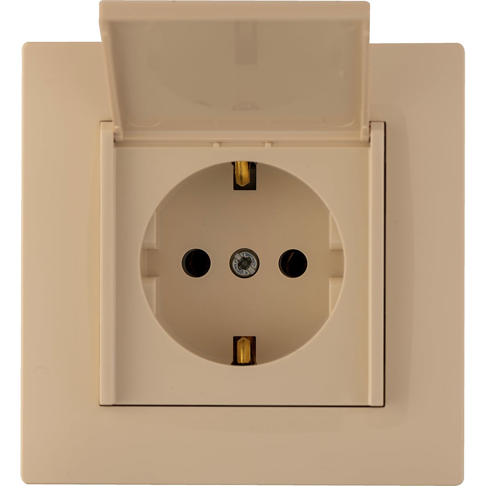 Розетка MAKEL с заземлением и крышкой СП KAREA RIZZ 16А IP20 крем. 88010029 - выгодная цена ...