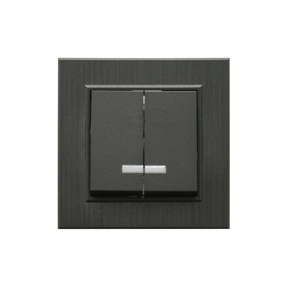 Выключатель MAKEL 2-клавишный СП KAREA LINE STAR 10А IP20 с подсветкой дым. металлик. 86050023 ...