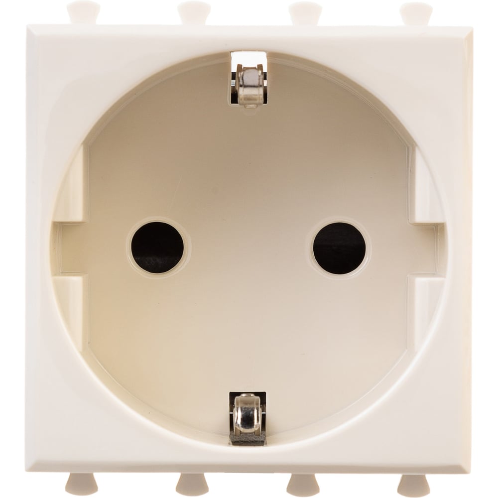 Розетка DKC модульная, 2P E, с защитными шторками, Avanti, Ванильная дымка, 2 модуля, 1 шт ...