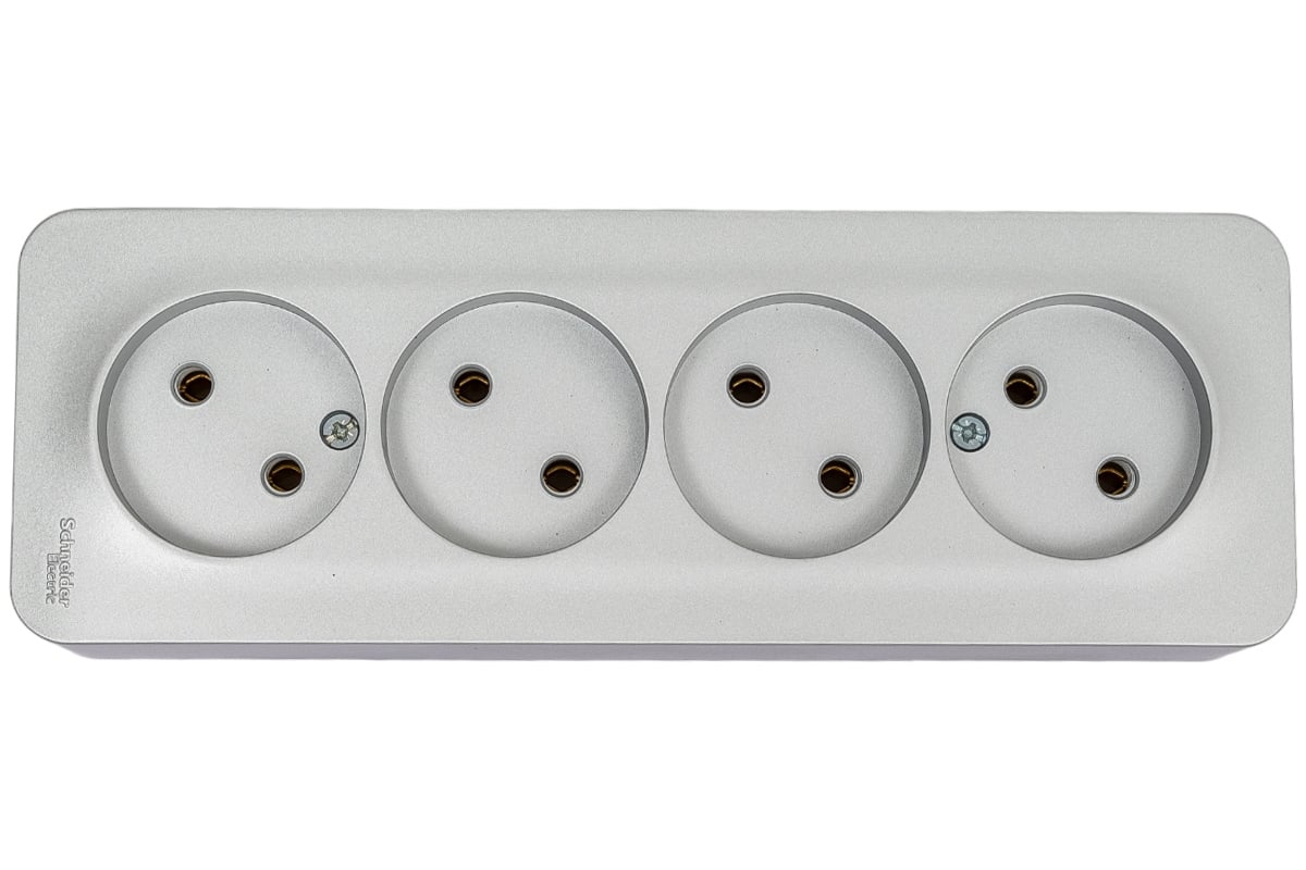 4-ая наружная розетка Systeme Electric Blanca Алюминий, без заземления ...