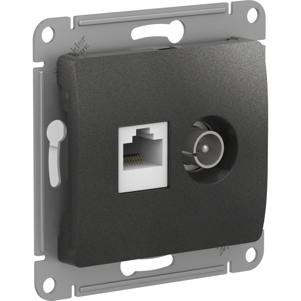 Двойная ТВ + компьютерная розетка Systeme Electric Glossa RJ45, кат. 5Е ...