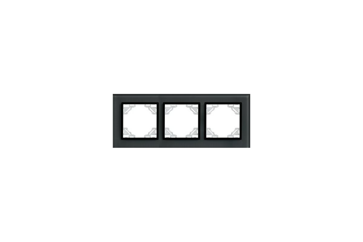 Рамка EKF Минск 3-местная стеклянная черная Basic ERM-G-403-70 - выгодная цена, отзывы ...