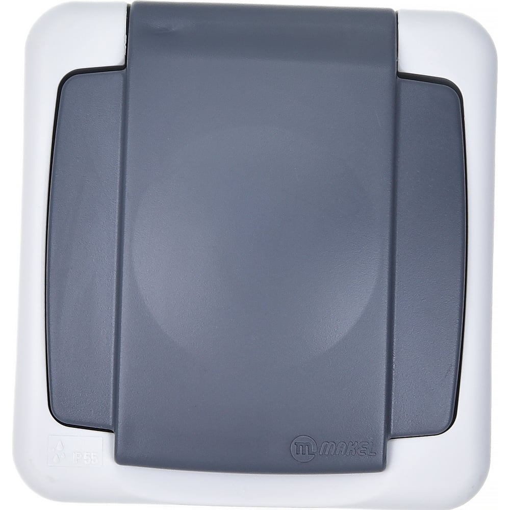 1-местная розетка MAKEL ОП, 16А, IP55, с заземлением, с крышкой, серая 36064099 - выгодная цена ...
