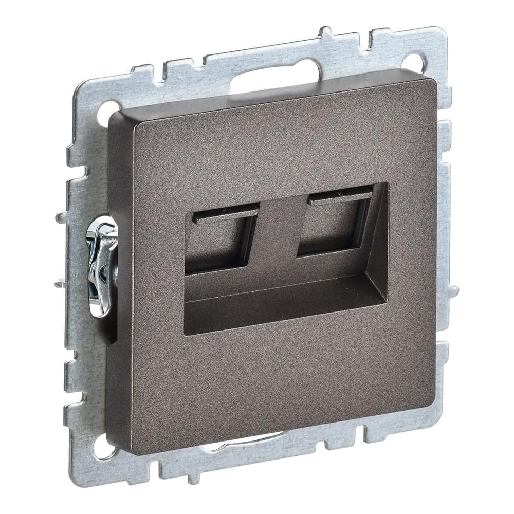 Двойная компьютерная розетка rj45 IEK Brite рк10-2-бртб категория 5e, темная бронза BR-K20-1-K45 ...