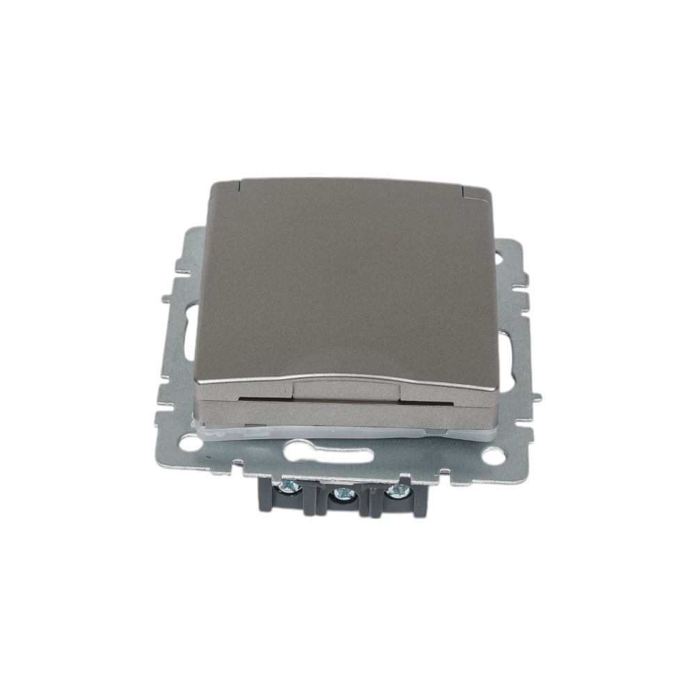 1-местная розетка IEK Brite рсбш10-3-44-брс с заземлением, с защитными шторками и крышкой, 16А ...