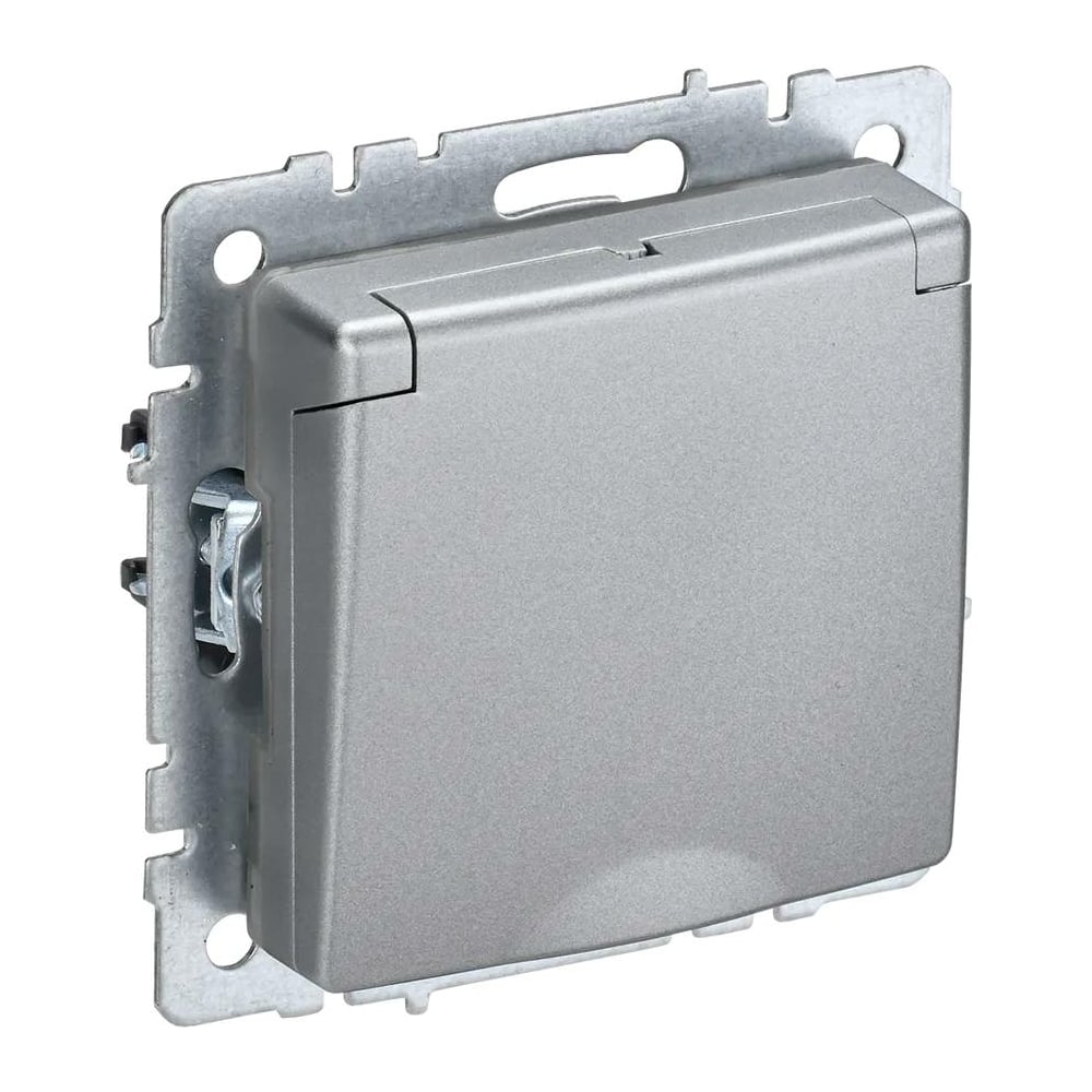 1-местная розетка IEK Brite рсбш10-3-44-бра с заземлением, с защитными шторками и крышкой, 16А ...