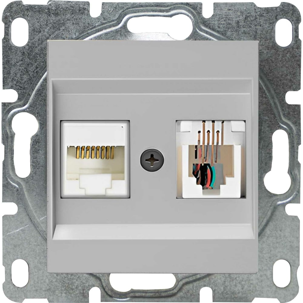 Розетка Vesta Electric Exclusive Silver Metallic для сетевого кабеля ...