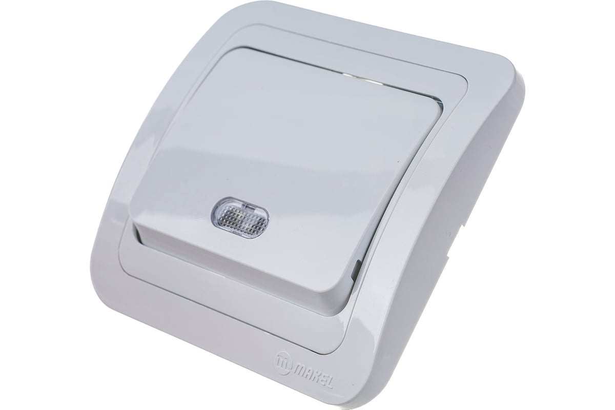 Одноклавишный выключатель с подсветкой, белый Makel Mimoza 12021 - выгодная цена, отзывы ...