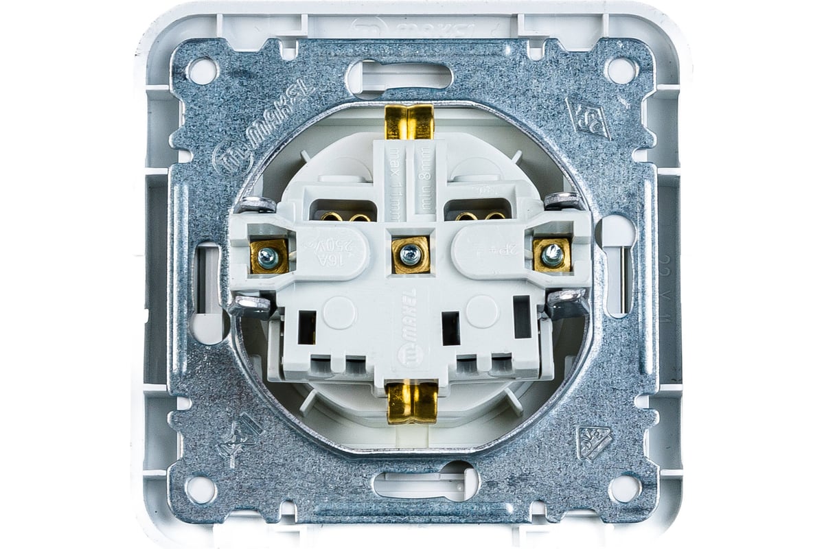 Розетка с заземлением, белая Makel Mimoza 12028 - выгодная цена, отзывы, характеристики, фото ...