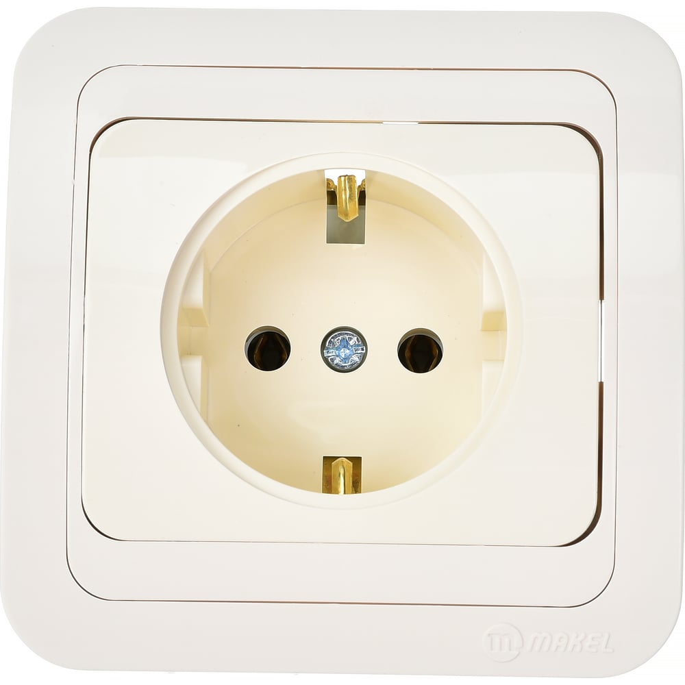 Розетка с заземлением, кремовая Makel Mimoza 25028 - выгодная цена, отзывы, характеристики, фото ...