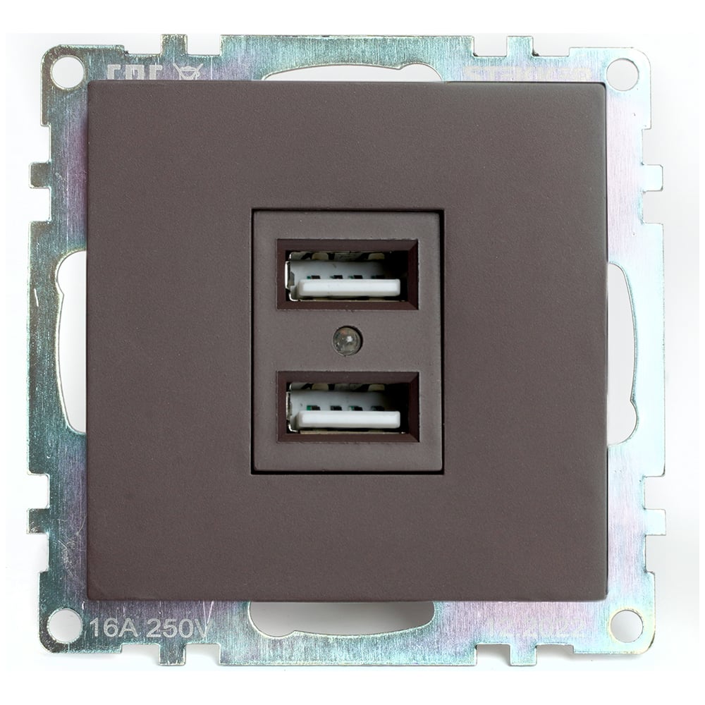 2-местная USB розетка (механизм) STEKKER GLS10-7115-04, 250B, 2,1А ...