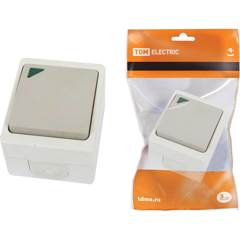 Проходной выключатель TDM ELECTRIC Вуокса ОП IP54 одноклавишный с ...