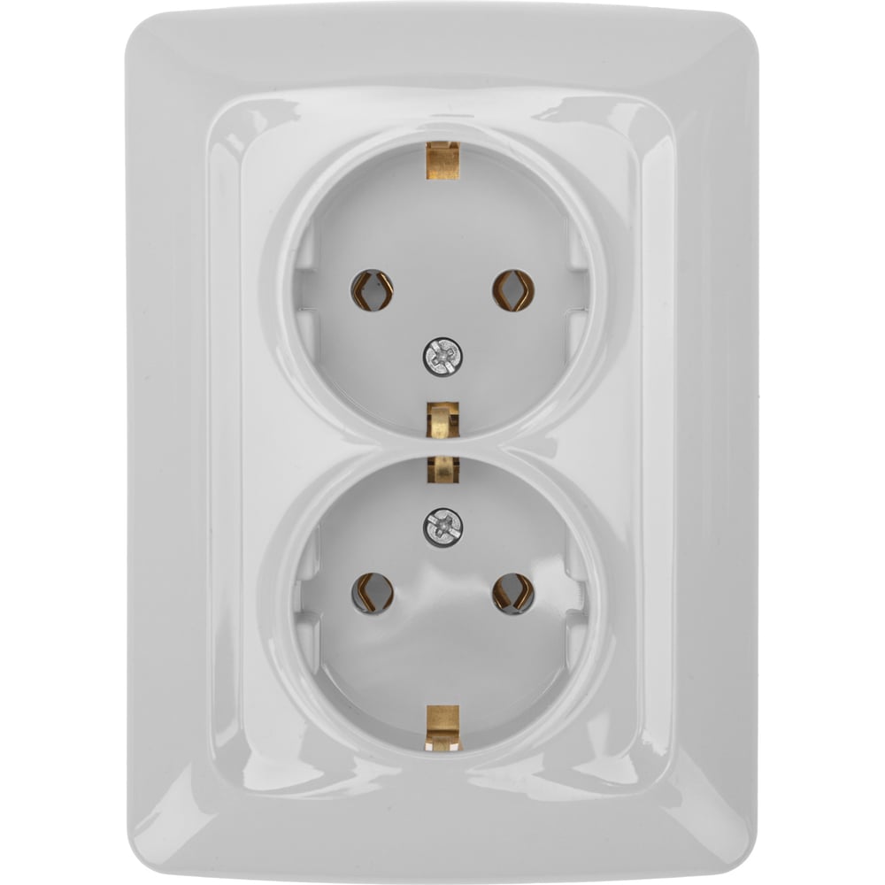 Двойная розетка KRANZ с заземлением, скрытой установки, 16а, белая KR ...