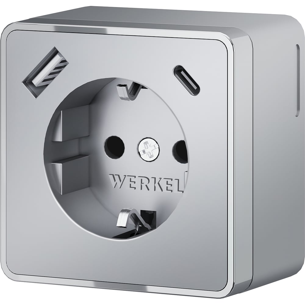 Розетка WERKEL с заземлением, шторками и usb тип a+c gallant серебряный ...