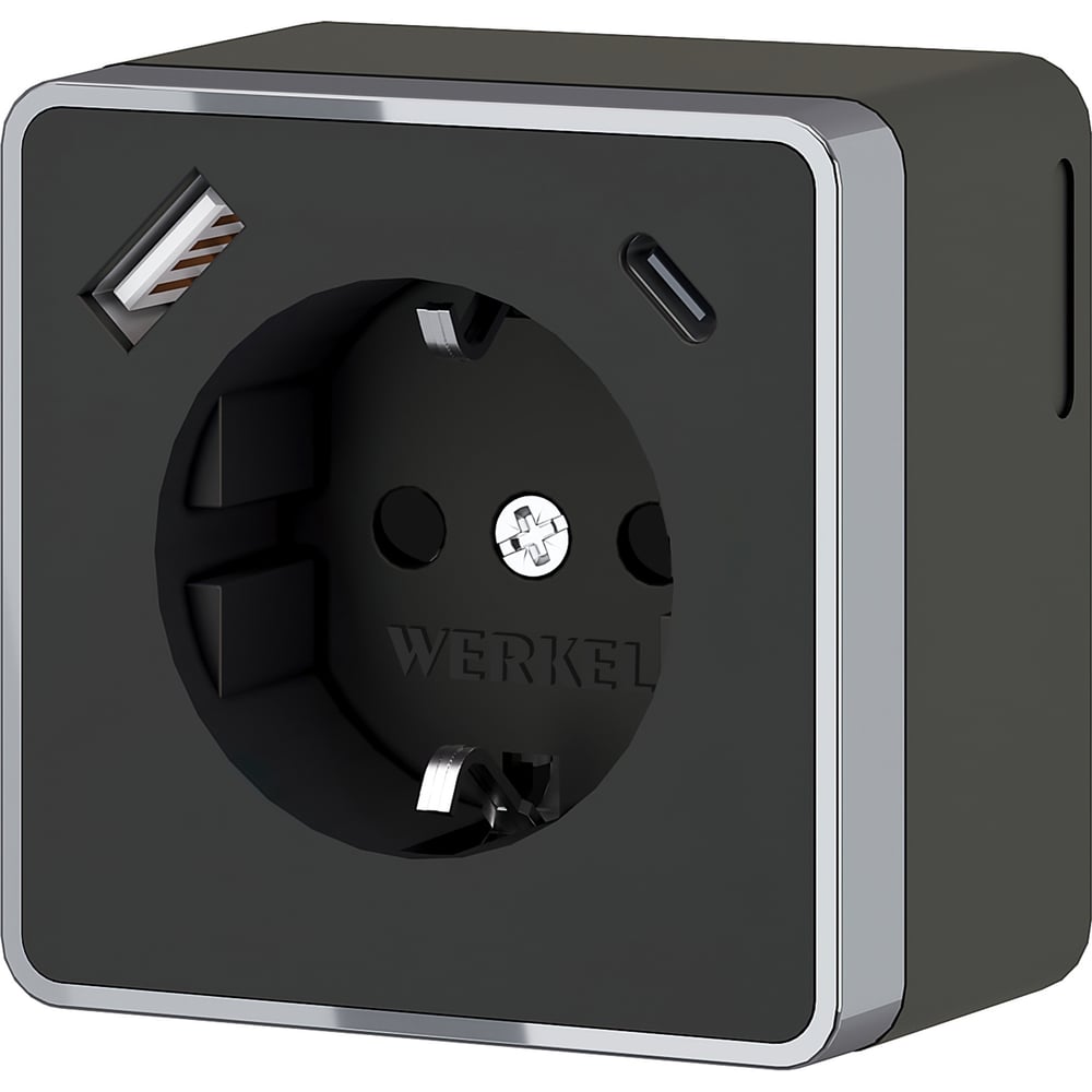 Розетка WERKEL с заземлением, шторками и usb тип a+c gallant чёрный ...