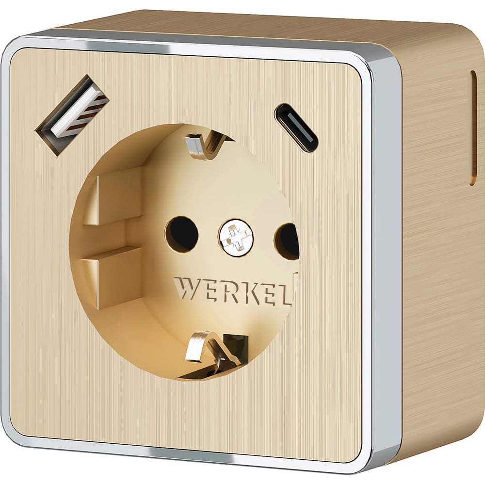 Розетка WERKEL с заземлением, шторками и usb тип a+c gallant шампань ...
