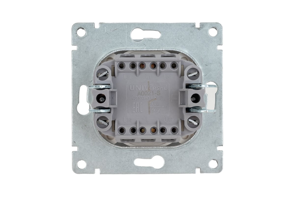 Одноклавишный выключатель UNIVersal серия афина, с/у, 10а, 220в, серебро еврослот A0021-S ...