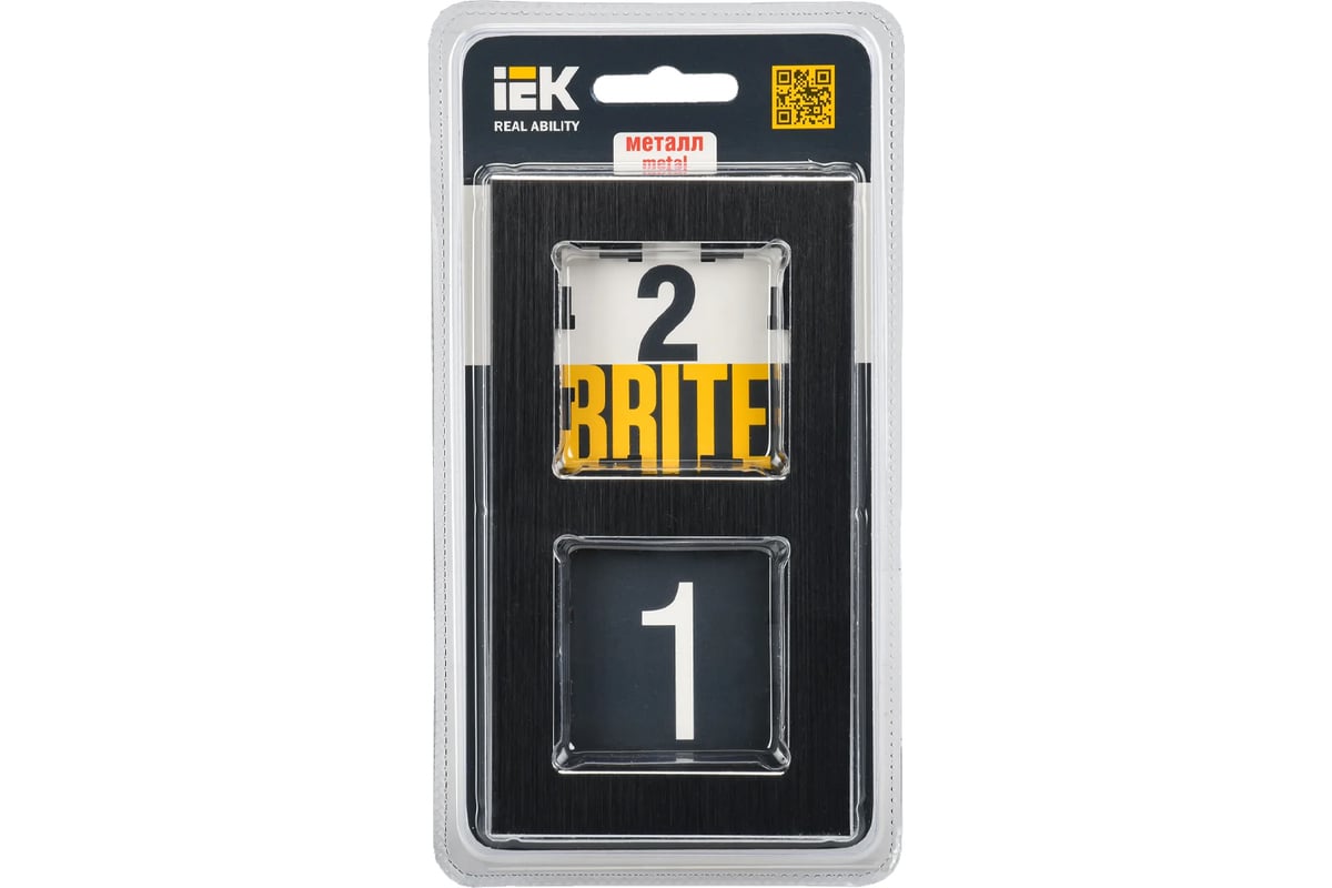 2-местная рамка IEK Brite ру-2-1-брч металл, черный BR-M22-M-K02 - выгодная цена, отзывы ...