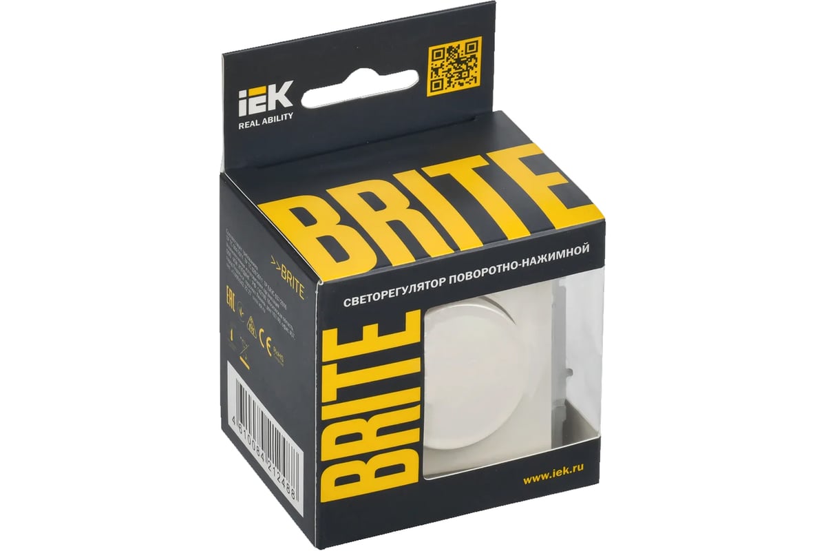 Поворотно-нажимной светорегулятор IEK Brite сс10-1-0-брж 600вт, жемчуг BR-D20-0600-K36 ...