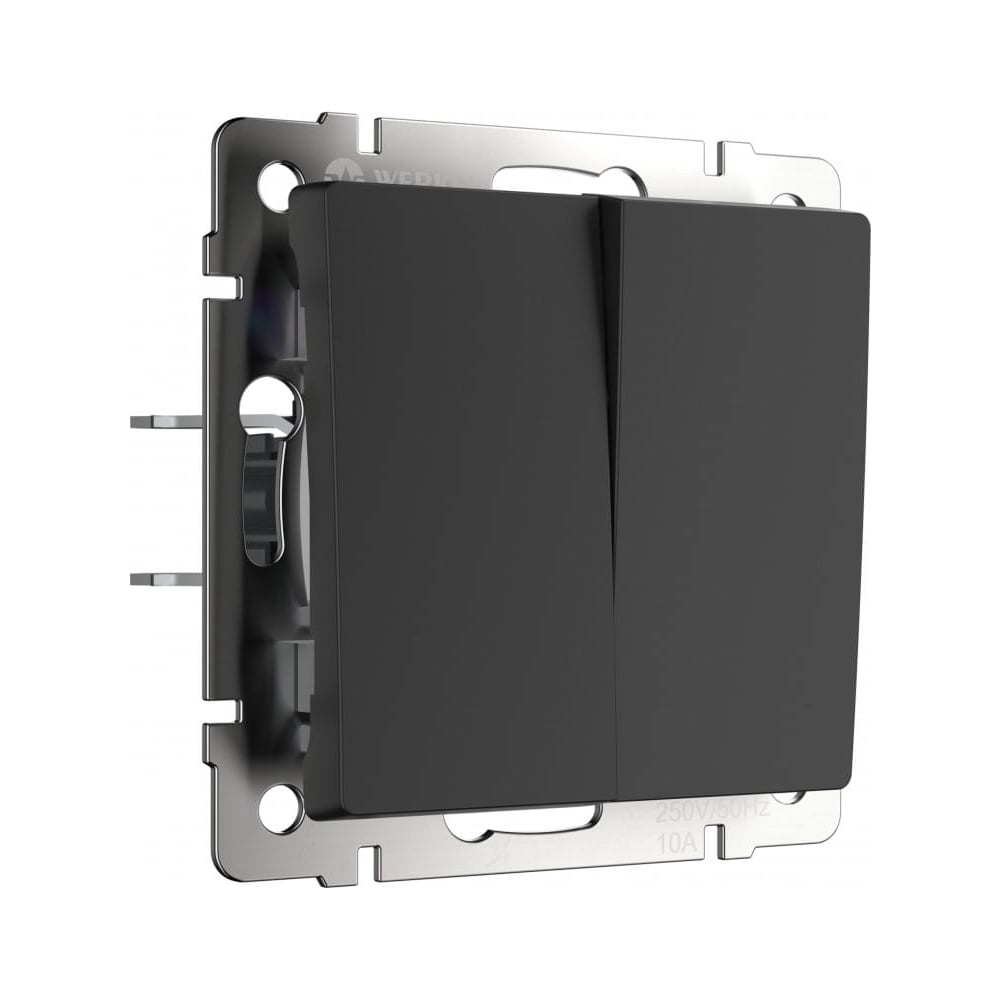 Проходной двухклавишный выключатель Werkel WL08 SW 2G 2W черный мато ...