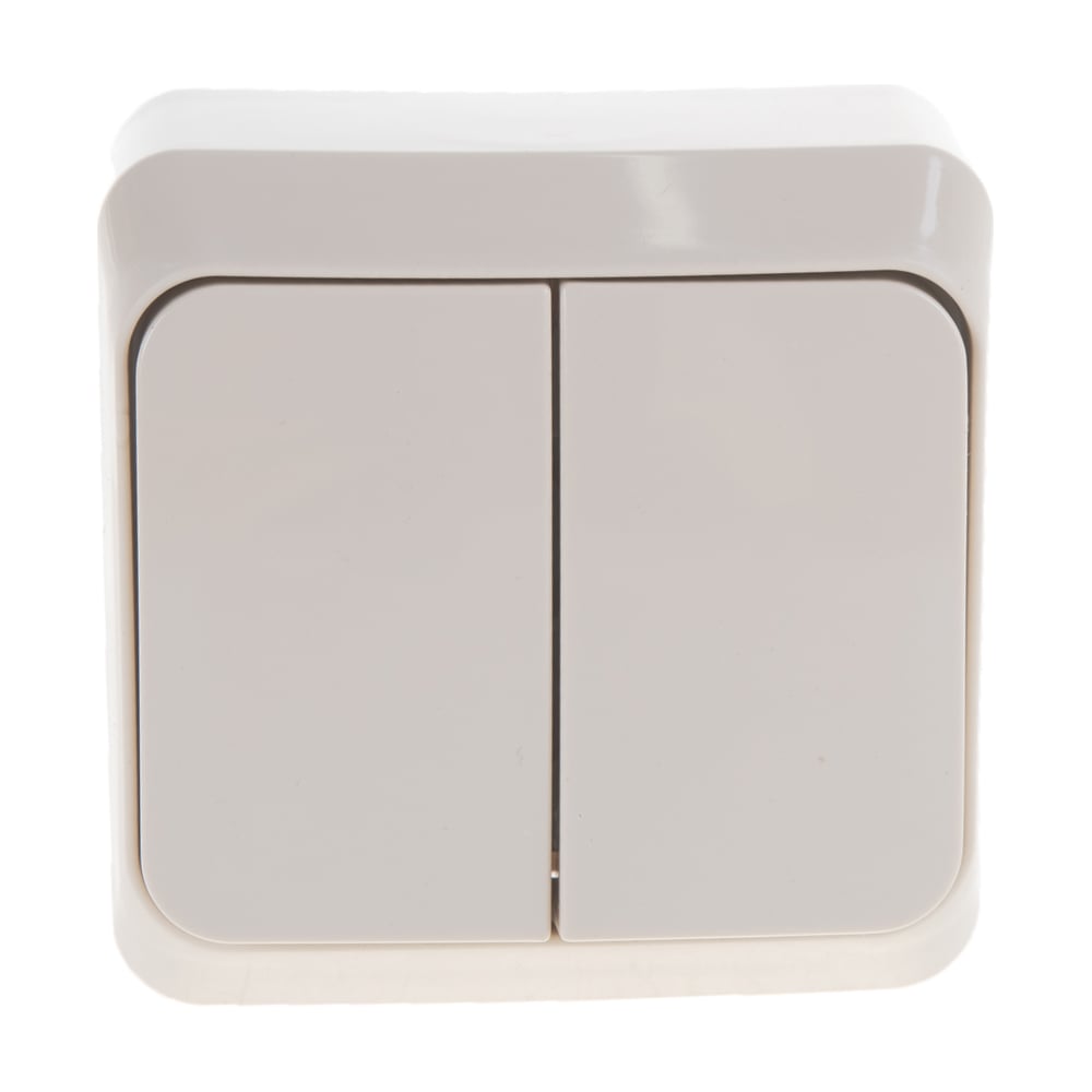 Двухклавишный выключатель Systeme Electric ОП Этюд 10А IP20 кремовый ...