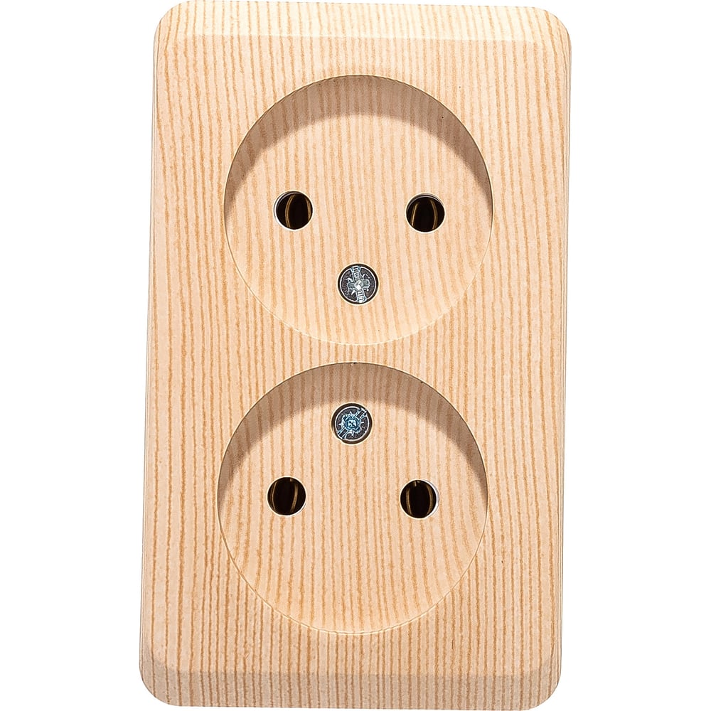 Двухместная розетка Systeme Electric ОП Этюд Дача 16А IP20 без заземления, сосна PA16-005D ...