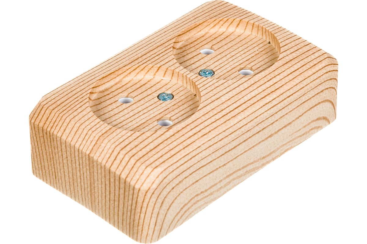 Двухместная розетка Systeme Electric ОП Этюд Дача 16А IP20 без заземления, сосна PA16-005D ...