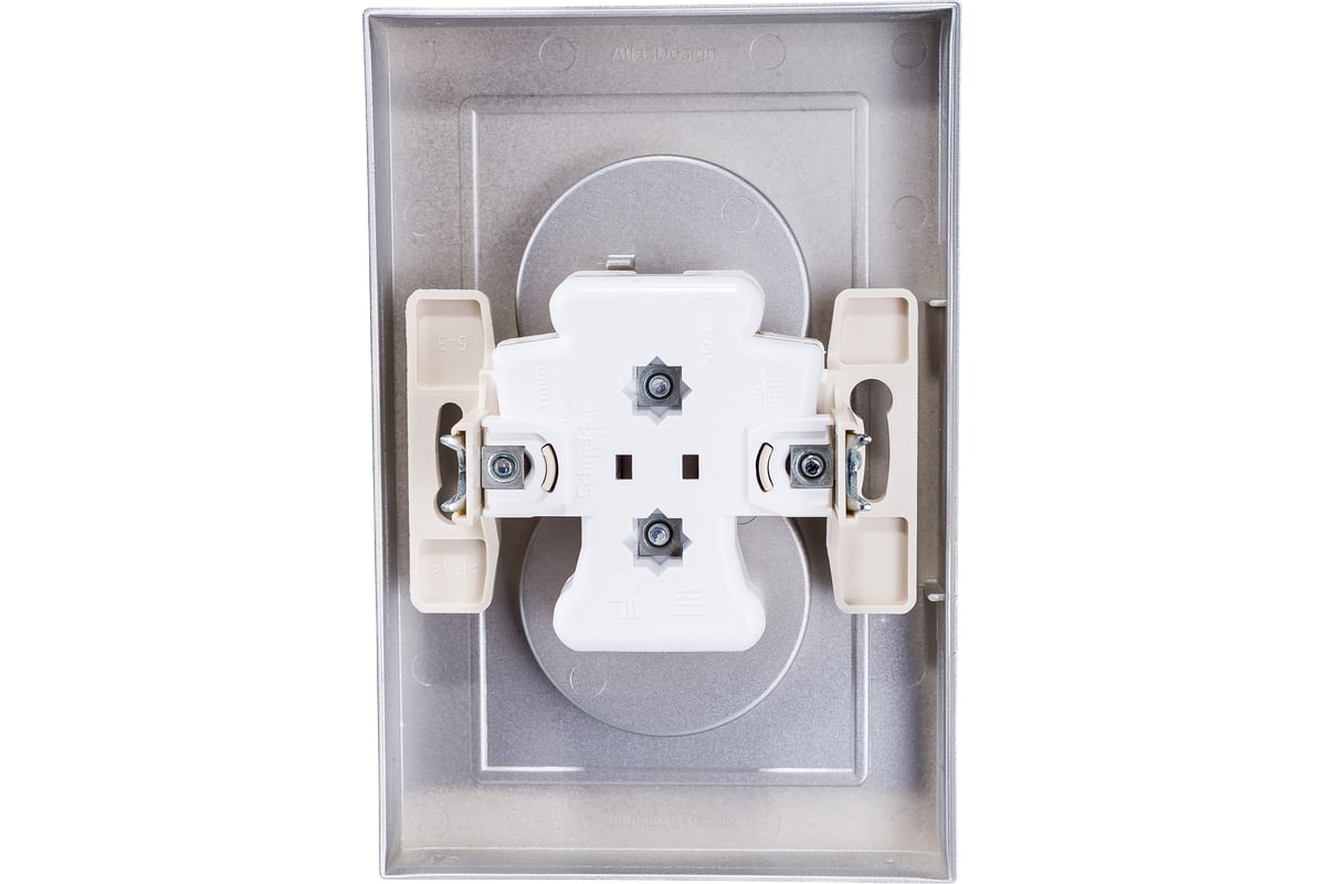 Двухместная розетка Systeme Electric ATLAS DESIGN без заземления 16А в сборе алюминий ATN000320 ...