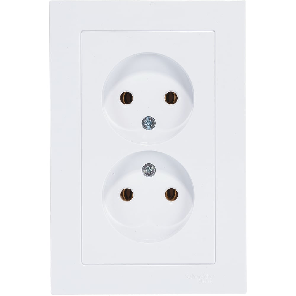Двухместная розетка Systeme Electric ATLAS DESIGN без заземления 16А в сборе белая ATN000120 ...